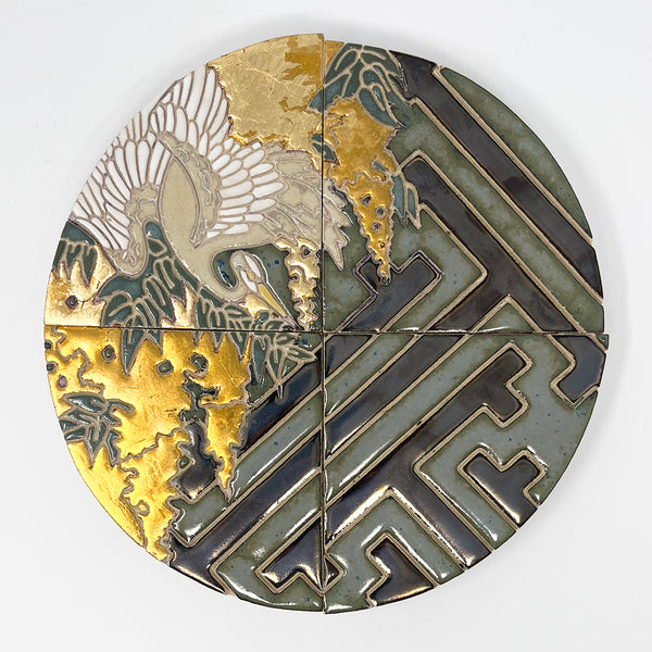 Crane & Fauna Tile Disc by Mark Boyce | Kobi & Teal