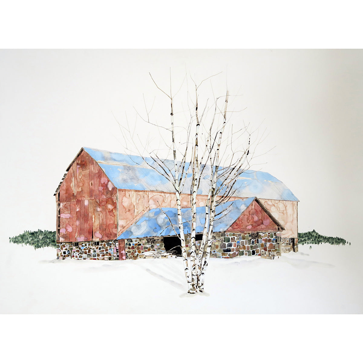 Pink Barn with Blue Roof, Ontario | Kate Evans | Kobi & Teal
